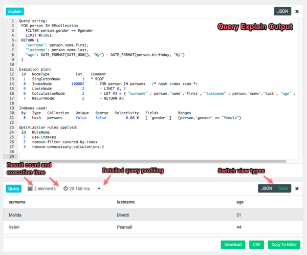 AQL Editor of ArangoDB - Basics of using the WebUI AQL Editor of ArangoDB - Basics of using the WebUI
